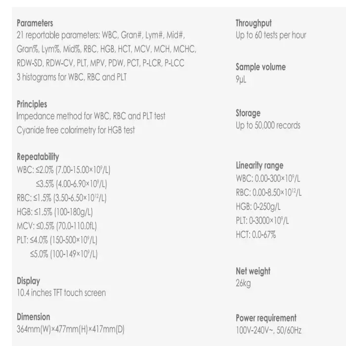 3 part 5 part CBC machine blood testing equipments blood analyzer ...