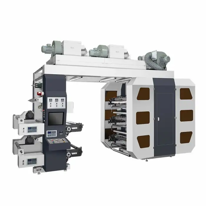 Automatic Stack Type Roll Material 6 Color Flexographic Printers Flexo ...