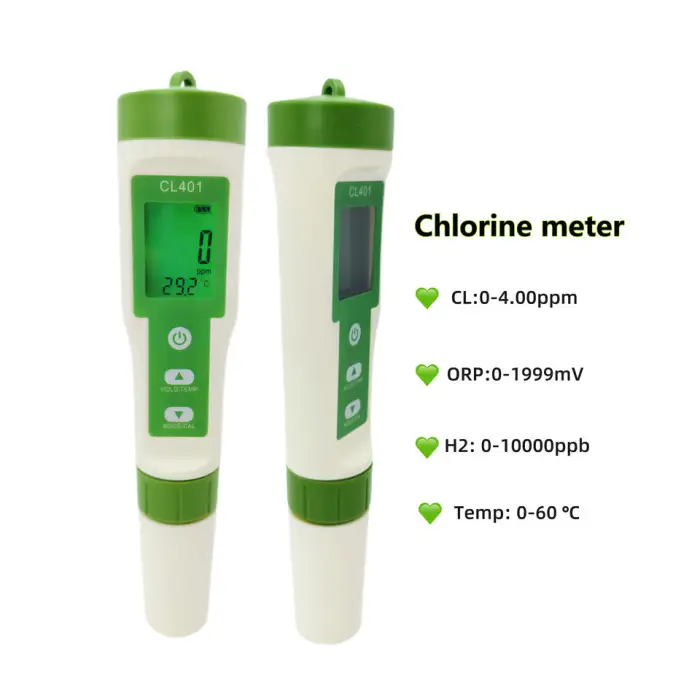 Portable 4 in 1 Chlorine Meter Pen Type Free Chlorine Tester CL ORP H2 ...