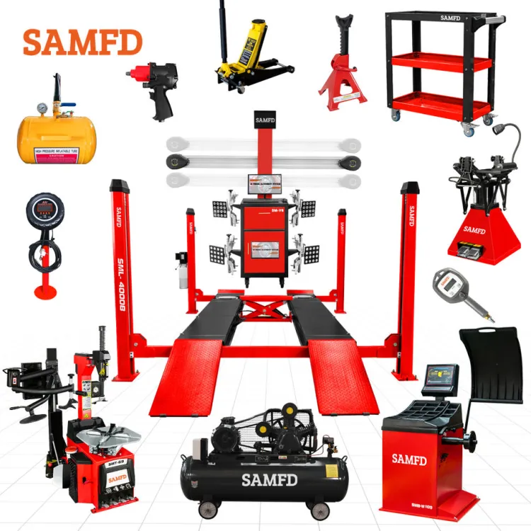 SAMFD a Full Set of Car Lift 3d Wheel Alignment Tire Changer Machine ...